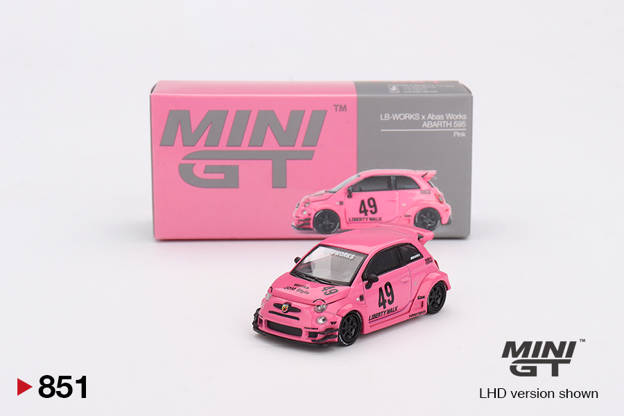 MiniGT - 851 - ABARTH 595 LB-WORKS x Abas Works Pink
